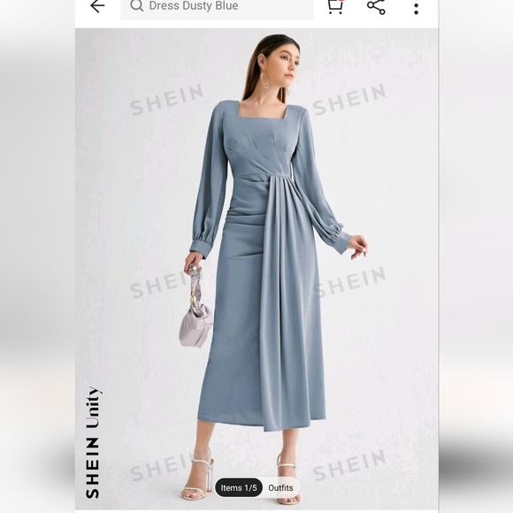 SHEIN | Dresses | Brand New Dusty Blue Dress | Poshmark